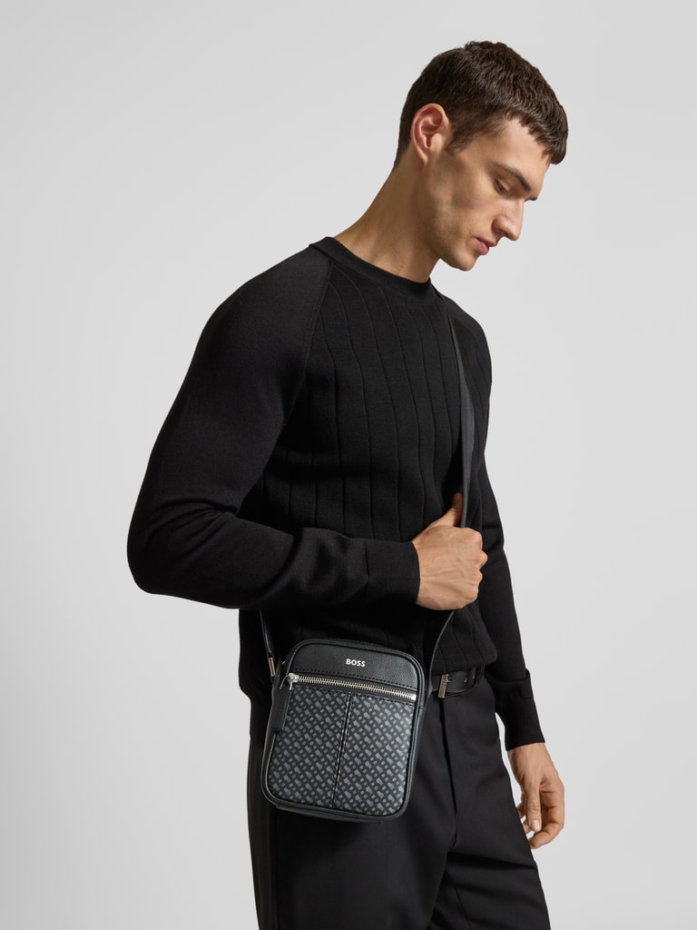 BOSS Crossbody Bag mit Label-Print Modell 'Zair' (black) online kaufen