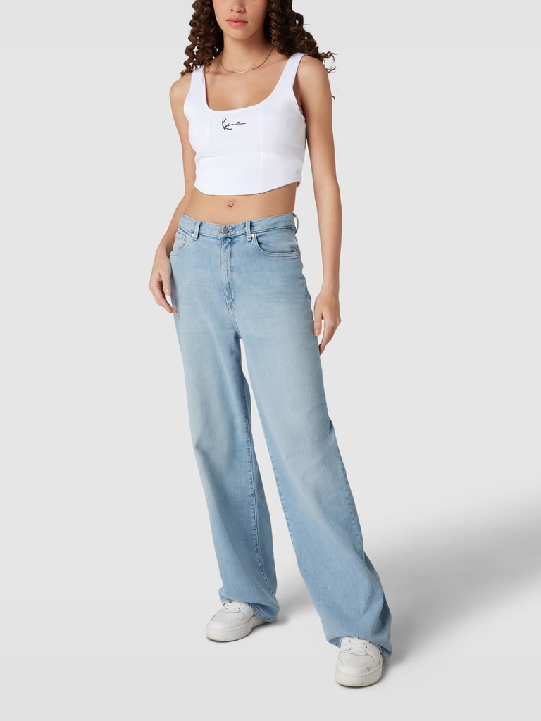 KARL KANI Slim Fit Crop Top mit Label-Stitching (weiss) online kaufen