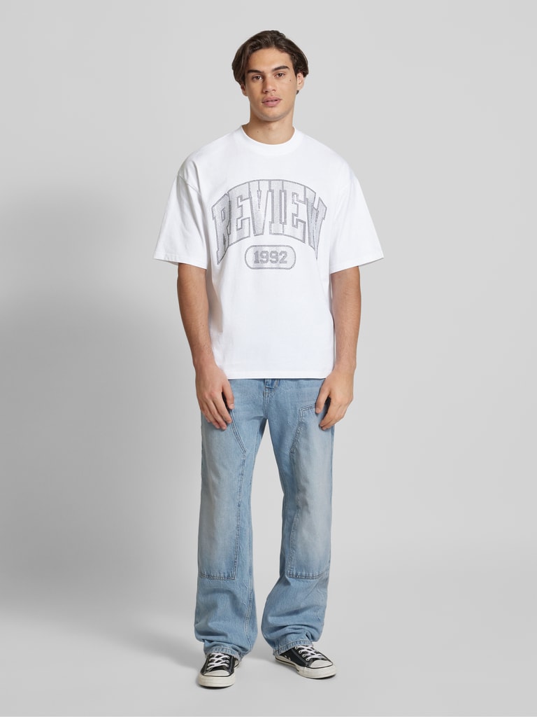 REVIEW Oversized T-Shirt mit Label-Print (weiss) online kaufen
