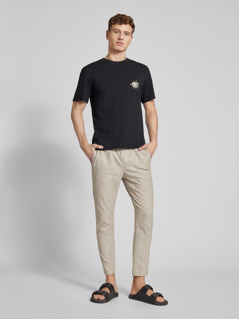 Only & Sons Tapered fit broek met stretch, model 'LINUS' in lichtbruin ...