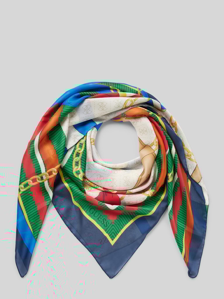 Guess Seidenschal mit Label-Print (dunkelblau) online kaufen
