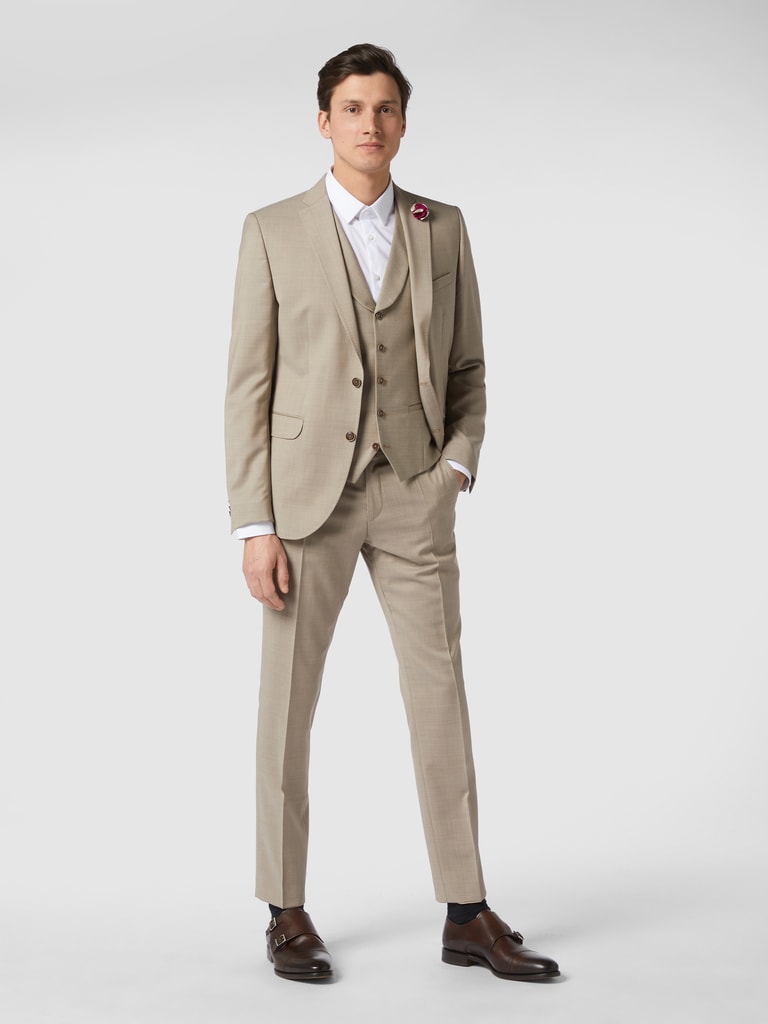 CG - Club of Gents Broek met persplooien, model 'Pascal' in beige ...