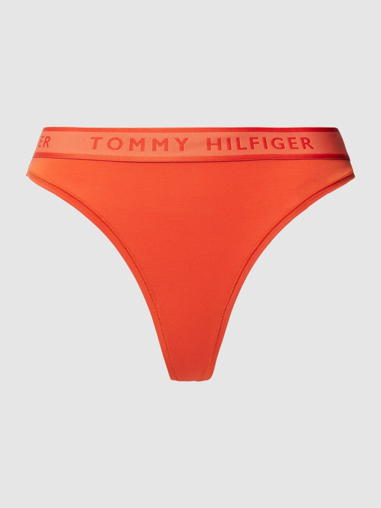 TOMMY HILFIGER String met elastische band met logo in oranje online ...