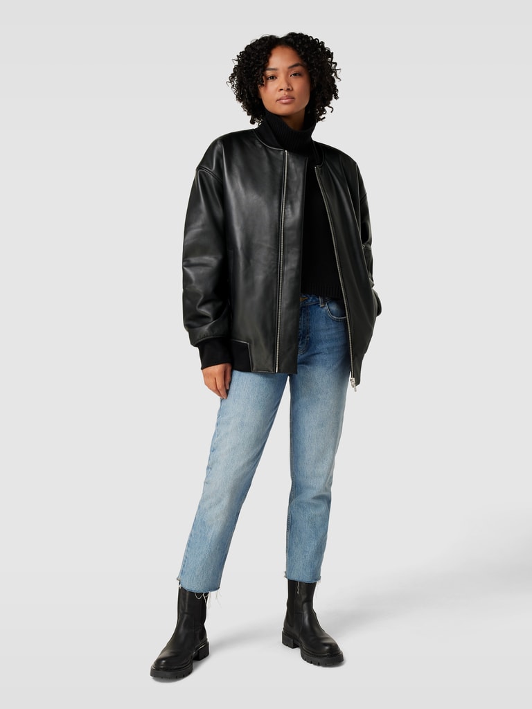 Meotine Leren jack met ritssluiting, model 'BIANCA' in zwart online ...