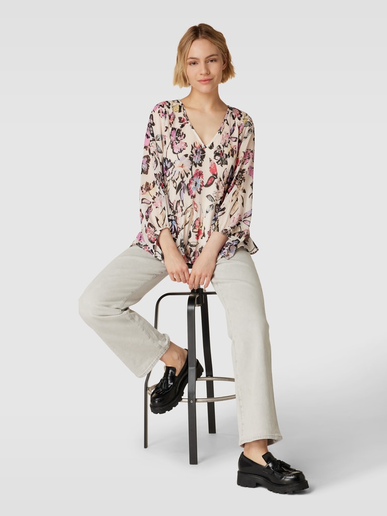 ICHI Blouse met all-over motief, model 'Elly' in roze online kopen | P&C