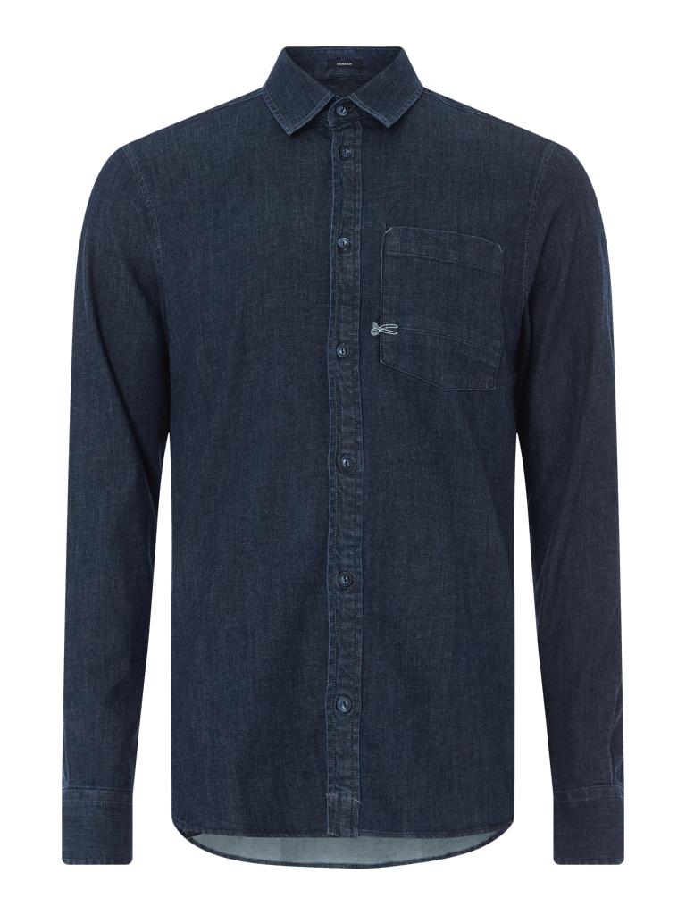 DENHAM Slim fit jeanshemd met stretch, model 'Axel' in donkerblauw ...