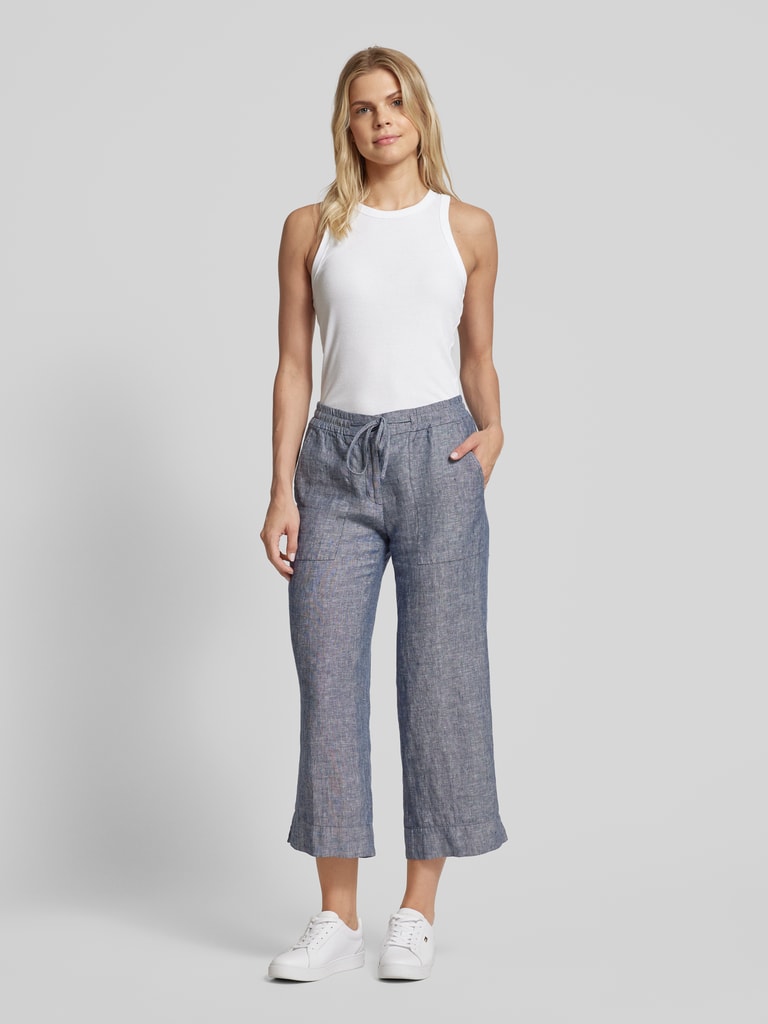 OPUS Flared Leinenhose mit Tunnelzug Modell 'Madeka' (marine) online kaufen