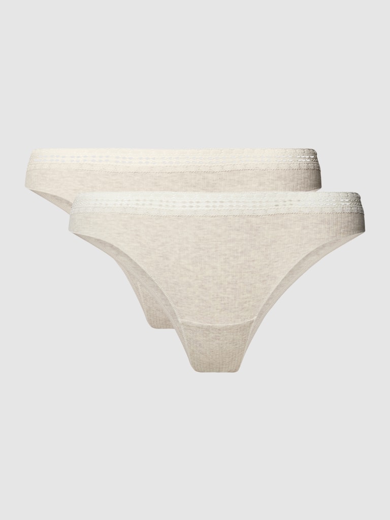 Sloggi String mit Spitzenbesatz Modell 'Go Ribbed' (hellgrau melange ...