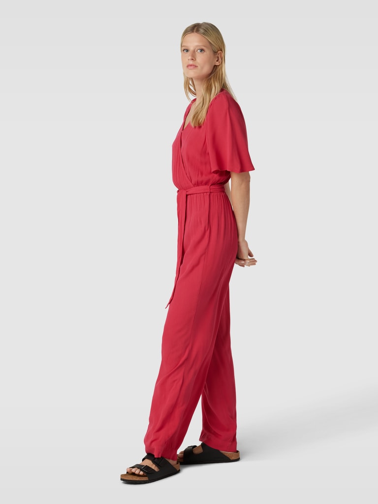 ICHI Jumpsuit mit V-Ausschnitt Modell 'Marrakech' (kirsche) online kaufen