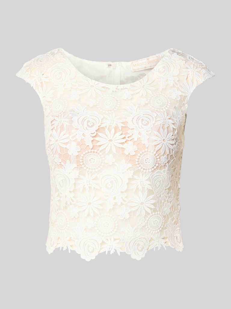 LUXUAR FASHION Kort bovendeel met kant met ronde hals in offwhite ...