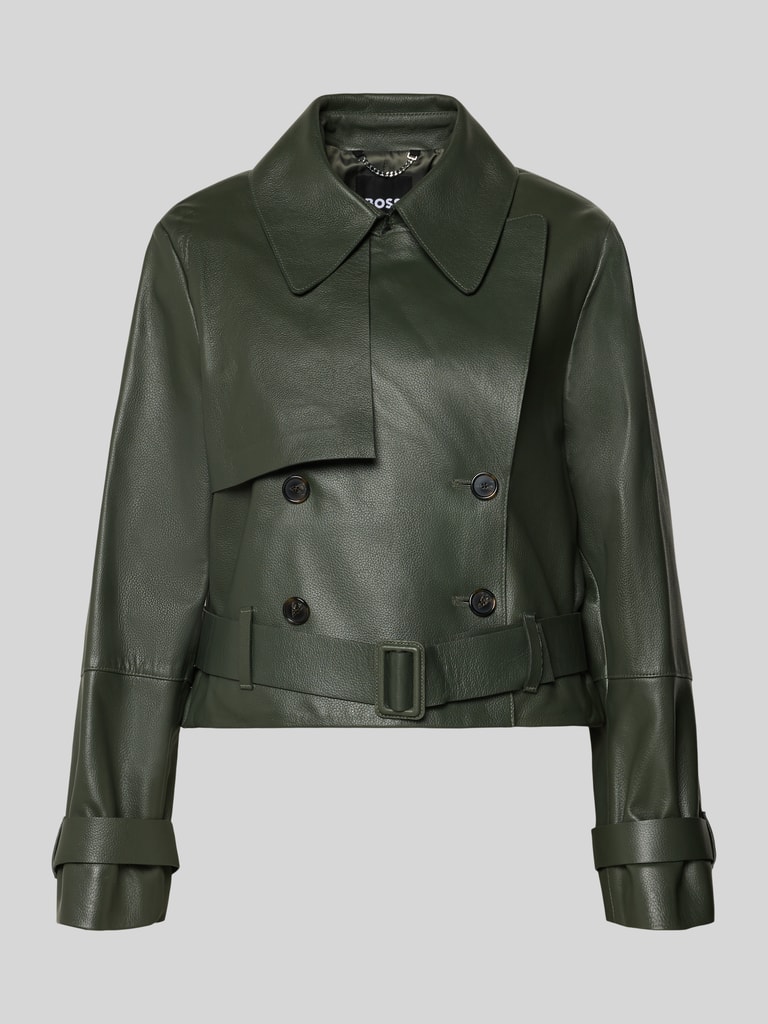 BOSS Regular Fit Lederjacke aus echtem Lammleder Modell 'Satela1' (oliv ...