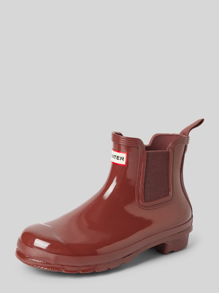 Hunter Glossy Chelsea Boots mit Label-Detail (dunkelrot) online kaufen
