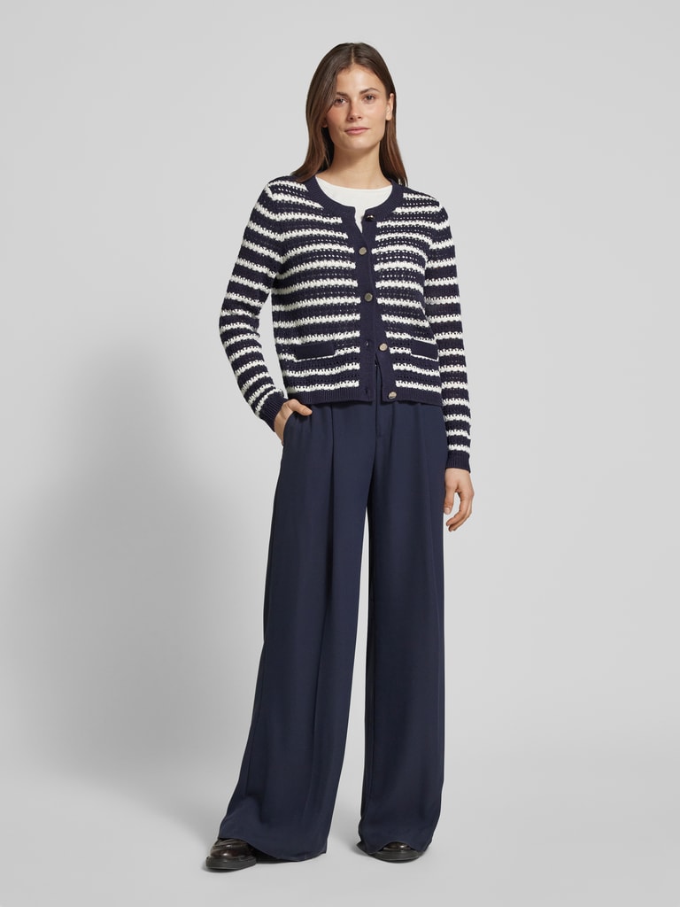 s.Oliver BLACK LABEL Regular Fit Strickjacke aus Ajour-Strick (marine ...