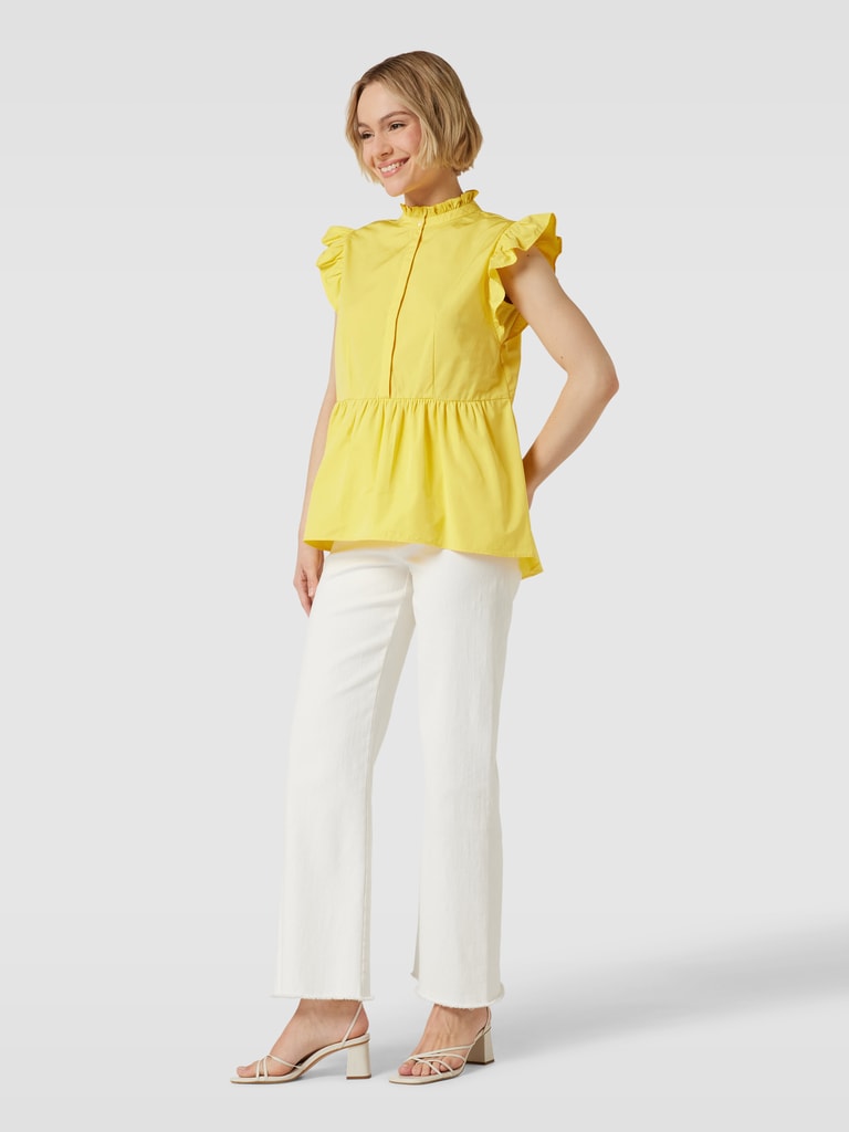 tonno & panna Blouseshirt met kraag met ruches, model 'Linja' in geel ...