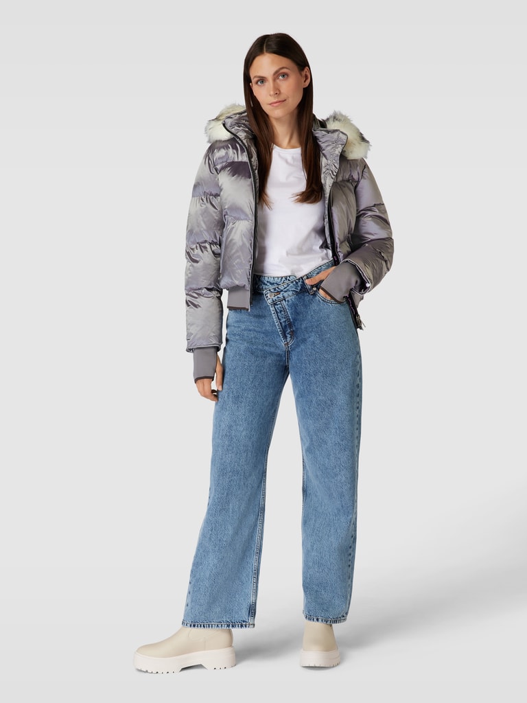 Wellensteyn Gewatteerd jack met imitatiebont, model 'HONEY' in zilver online kopen | P&C