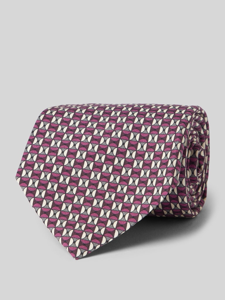 Blick Zijden stropdas met all-over motief, model 'Albert' in lila ...