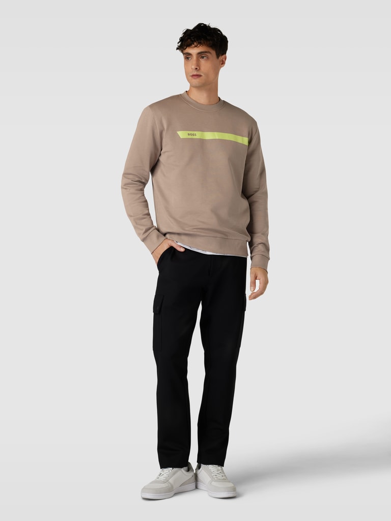 BOSS Green Sweatshirt met ronde hals, model 'Salbo' in kaki online ...