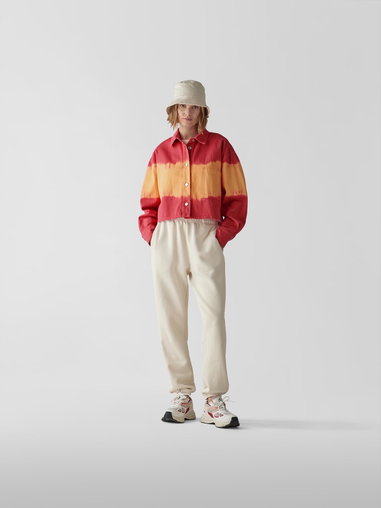 MSGM Jeansjacke im Colour-Blocking-Design (neon gruen) online kaufen