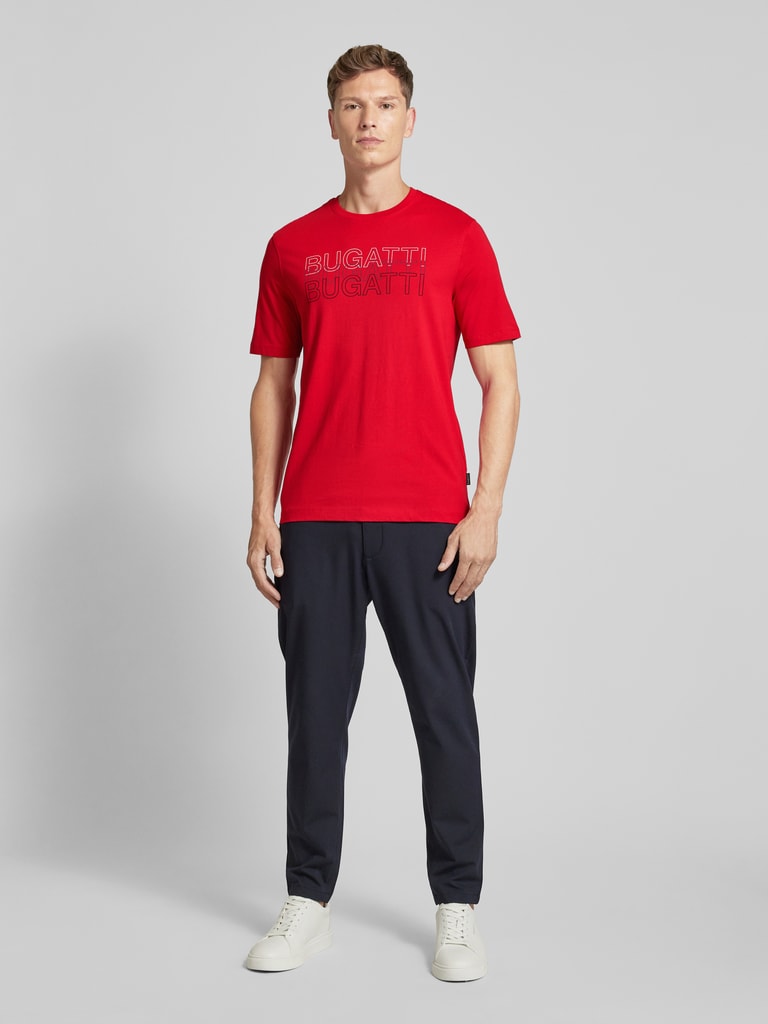 bugatti T-Shirt mit Label-Print (dunkelrot) online kaufen