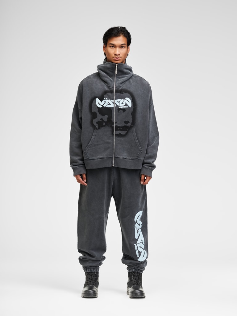 REVIEW X MATW Sweatjacke mit FACE Print - MATW X Review (dunkelgrau ...