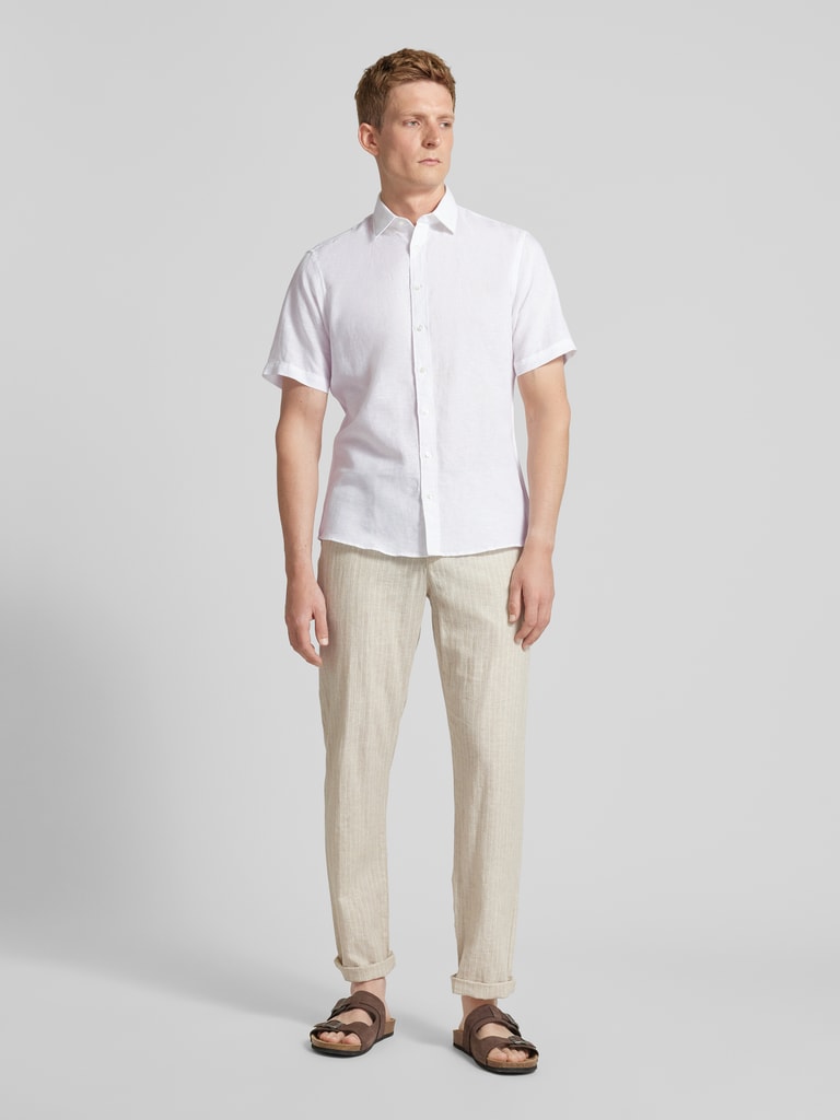 Jake*s Slim Fit Leinenhemd mit Kentkragen (weiss) online kaufen