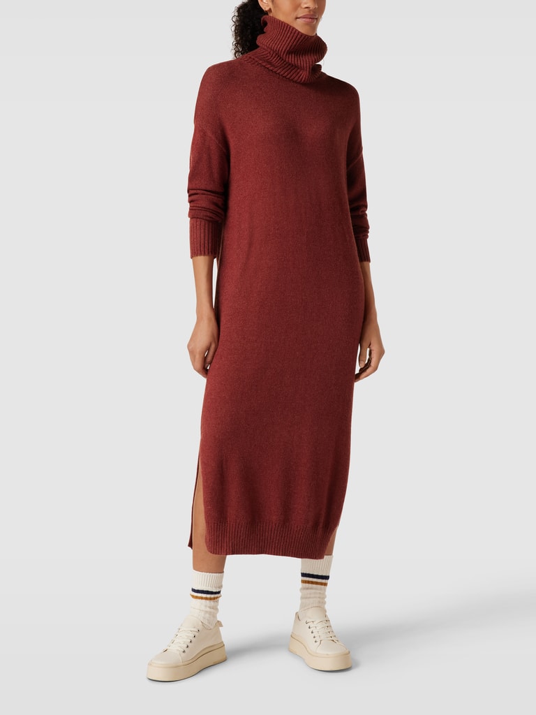 Vila Gebreide jurk met col, model 'Viril' in roestrood online kopen | P&C