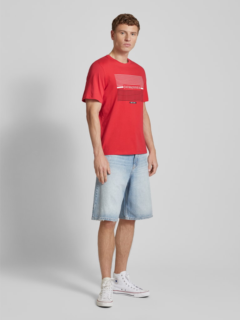 Jack & Jones T-Shirt mit Label-Print Modell 'CYRUS' (rot) online kaufen