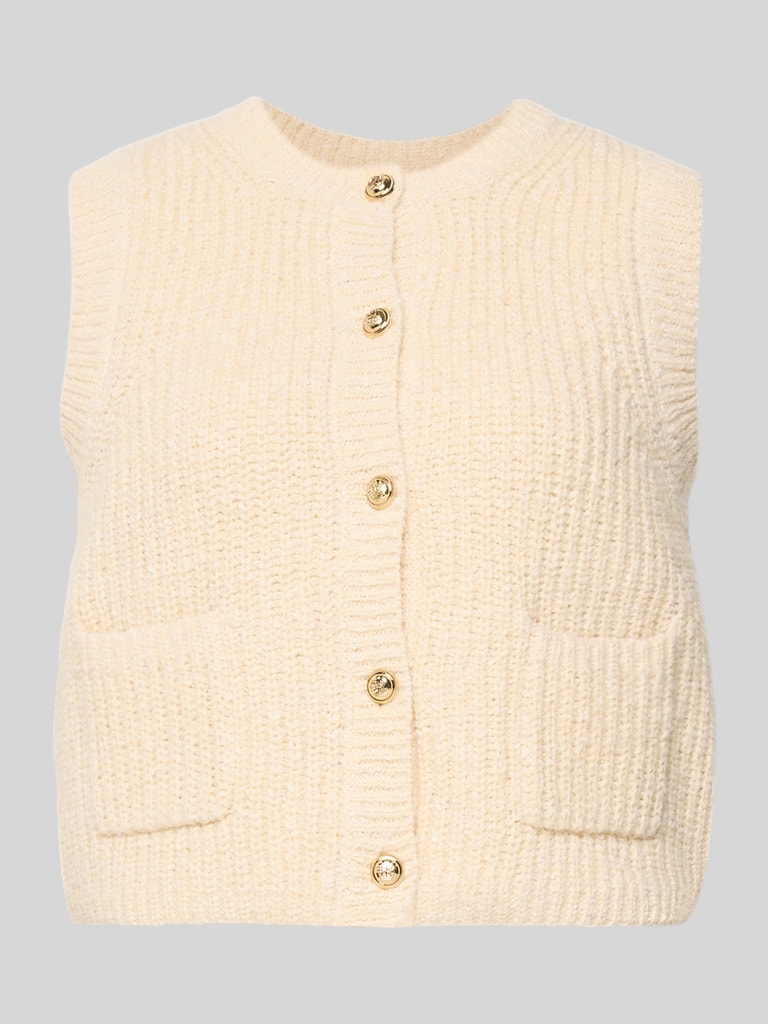 Christian Berg Woman Mouwloos vest met gemêleerd effect met sierknoop ...