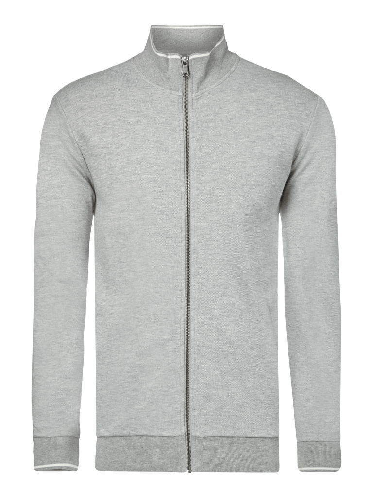 Christian Berg Men Sweatjacke aus Piqué (hellgrau melange) online kaufen