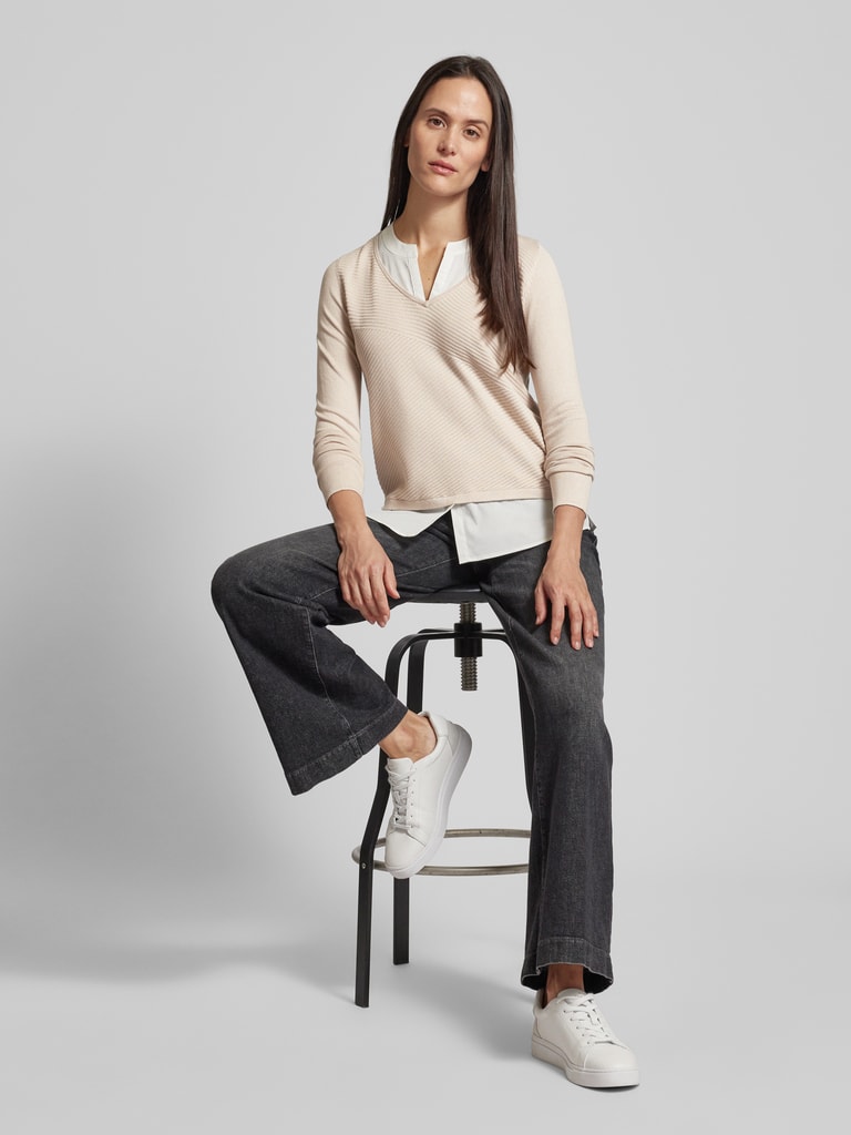 comma Strickpullover im Double-Layer-Look (sand) online kaufen