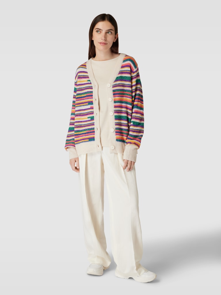 ICHI Strickjacke mit Streifenmuster Modell 'Kamara' (beige) online kaufen
