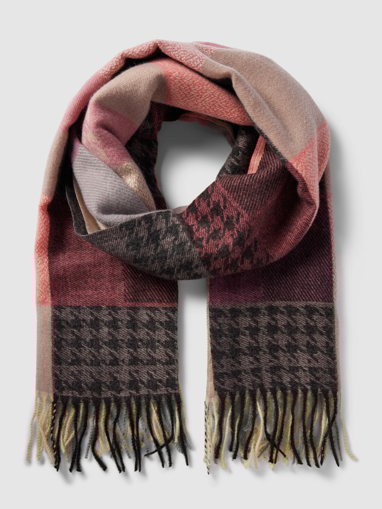Kurt Beines Schal mit Karomuster und Fransen (rose) online kaufen