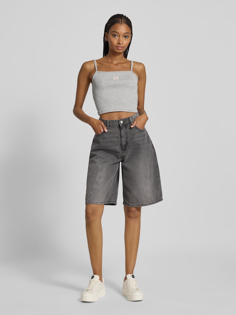 Calvin Klein Jeans Crop Top mit Label-Detail (hellgrau melange) online ...