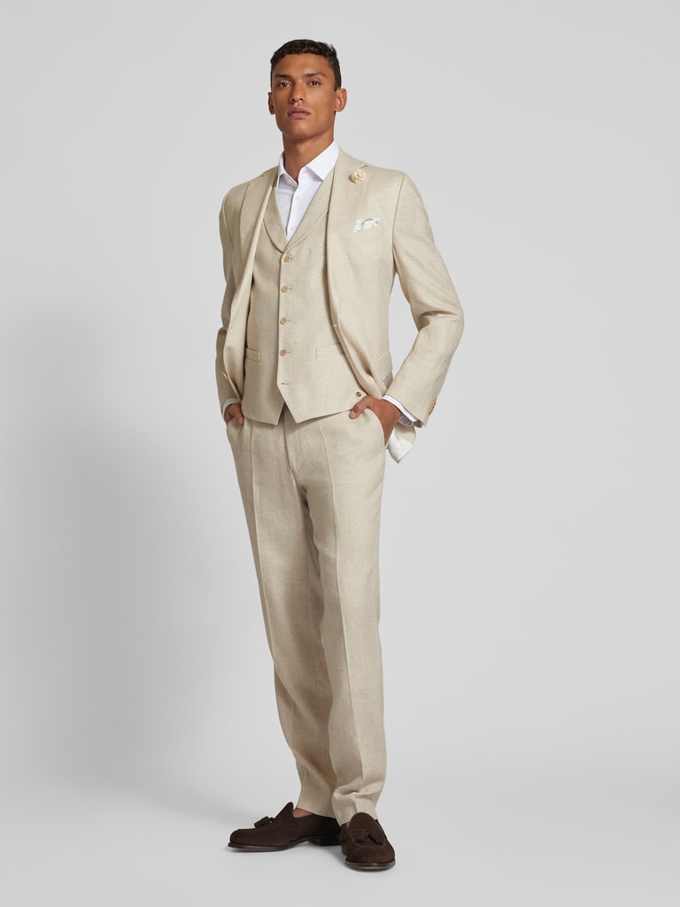 Carl Gross Slim Fit Anzughose mit Bügelfalten Modell 'Shiver' (beige ...