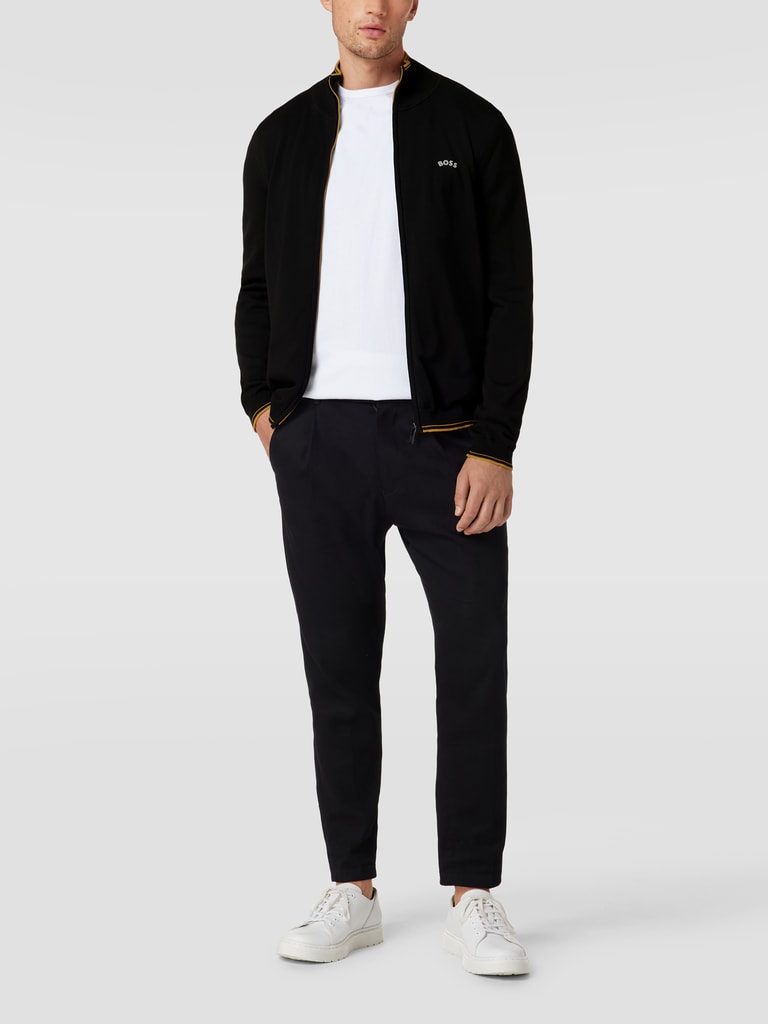 BOSS Green Strickjacke mit Label-Print Modell 'ZOTOM' (black) online kaufen