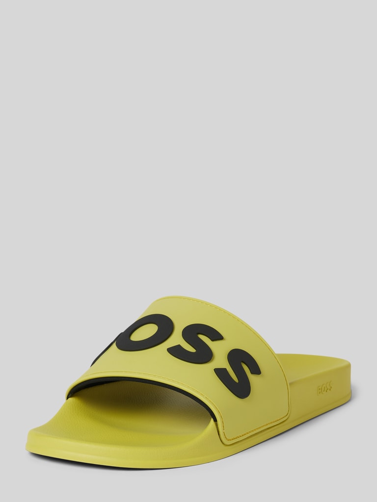 BOSS Slippers met labelprint, model 'Kirk' in groen online kopen | P&C