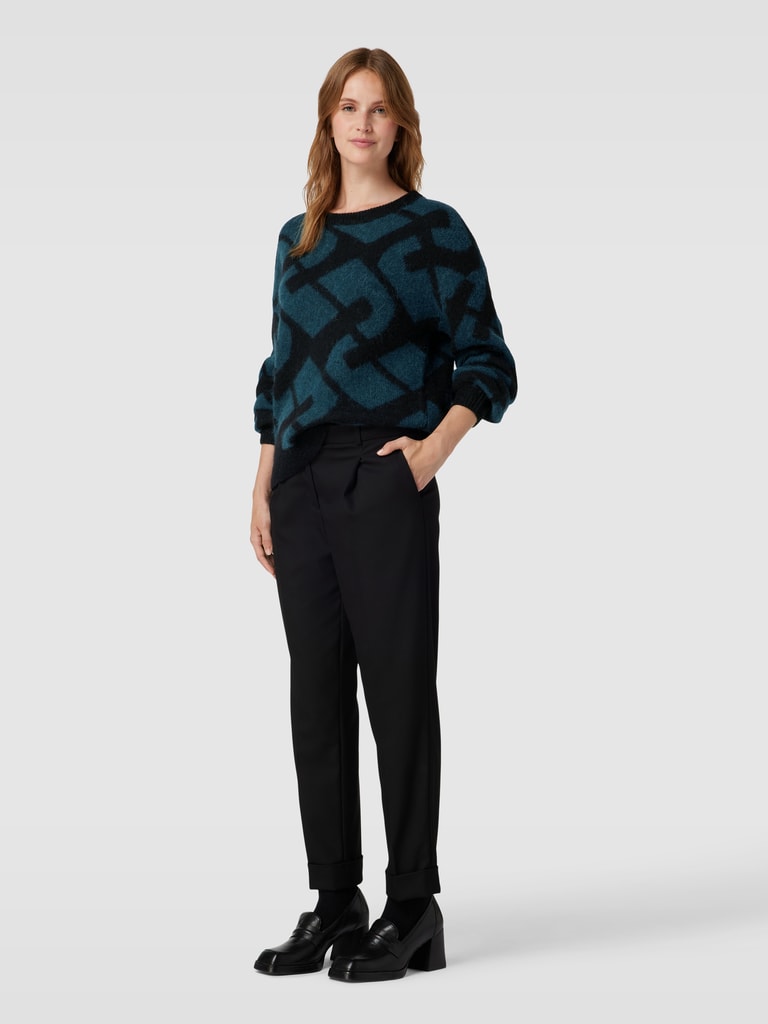 comma Gebreide pullover met all-over motief in petrol online kopen | P&C