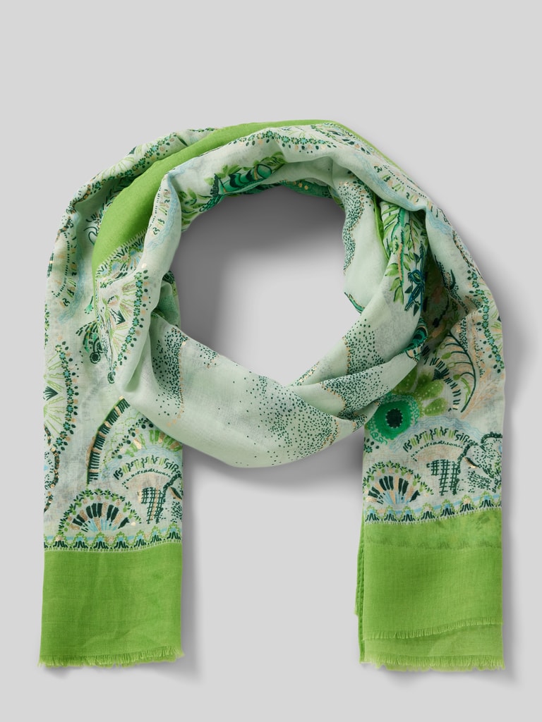 Kurt Beines Sjaal met all-over motief, model 'Romantic Dream' in groen ...