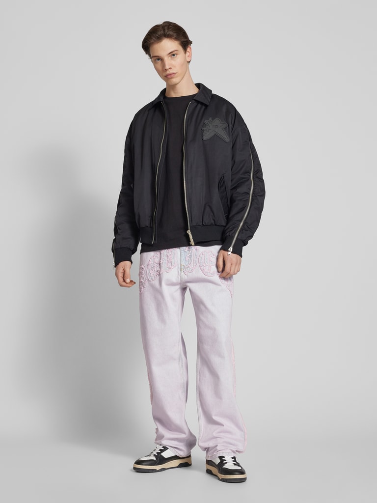 REVIEW Baggy Fit Jeans mit Label-Stitching (hellblau) online kaufen