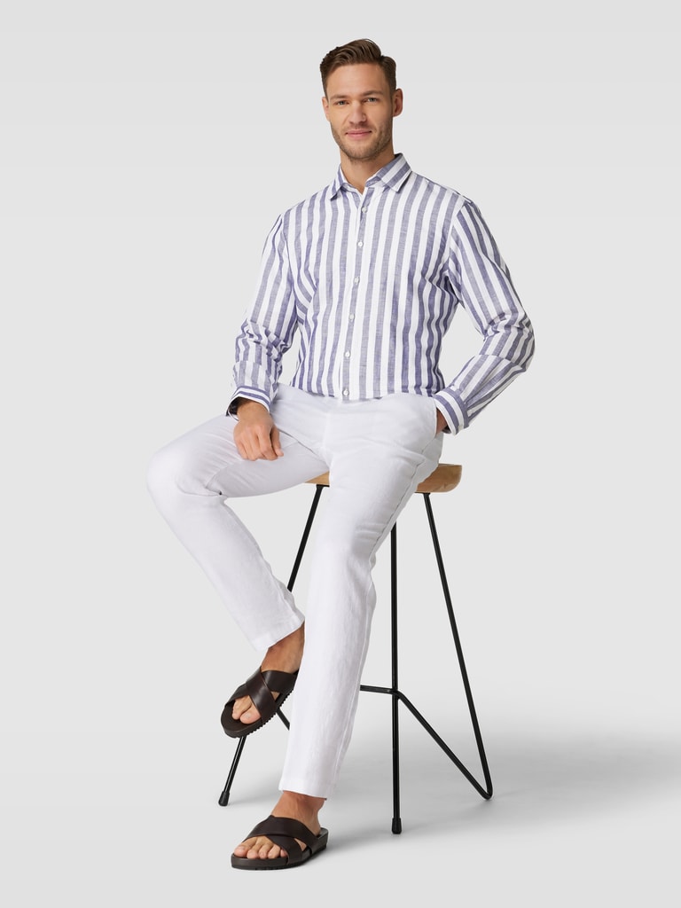 Jake*s Slim Fit Business-Hemd mit Streifenmuster (marine) online kaufen
