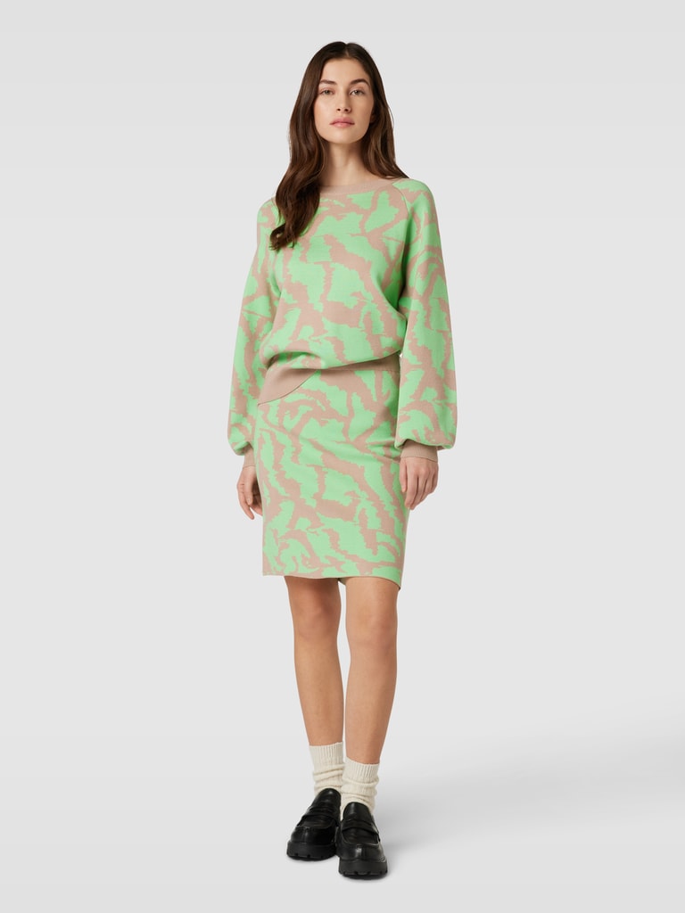 Soft Rebels Knielange rok met all-over motief, model 'Scape' in neon ...