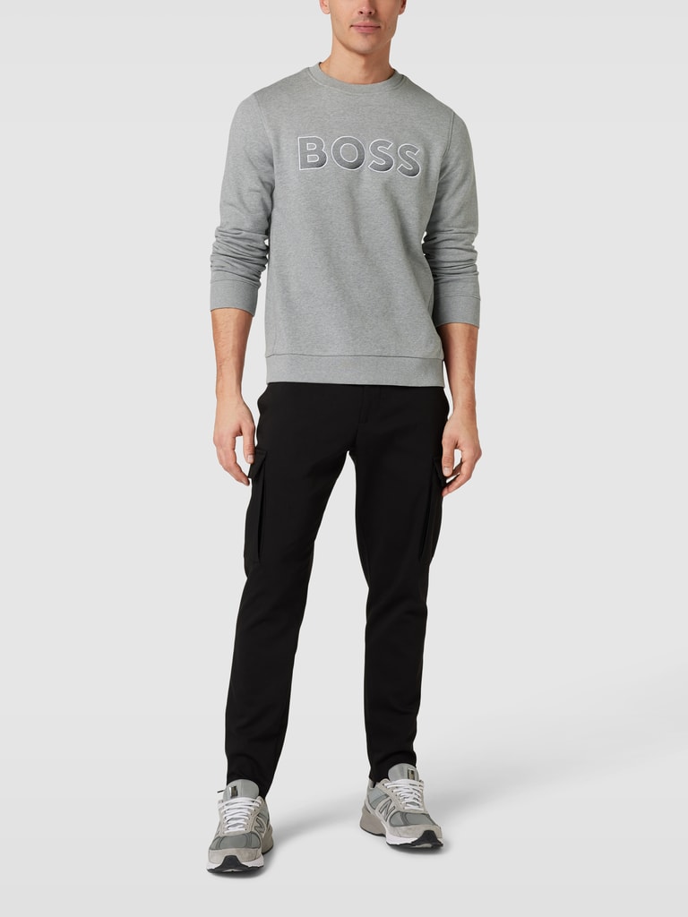 BOSS Green Sweatshirt met labelstitching, model 'Salbo' in lichtgrijs ...