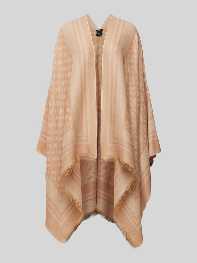 BOSS Poncho met franjes, model 'Xandra' in beige online kopen | P&C