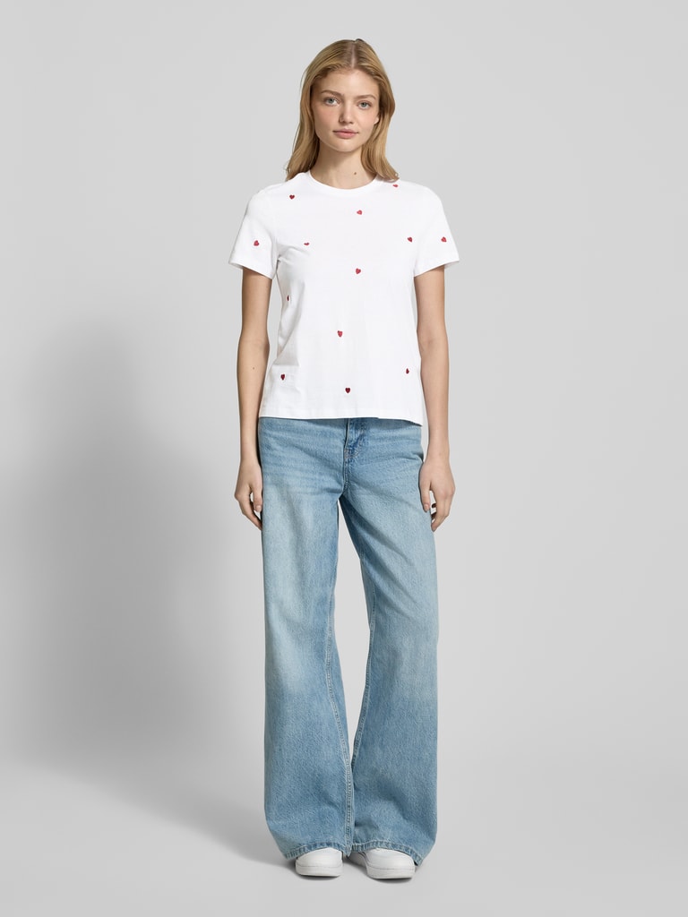 Only Regular fit T-shirt van puur katoen, model 'KETTY LIFE' in wit ...