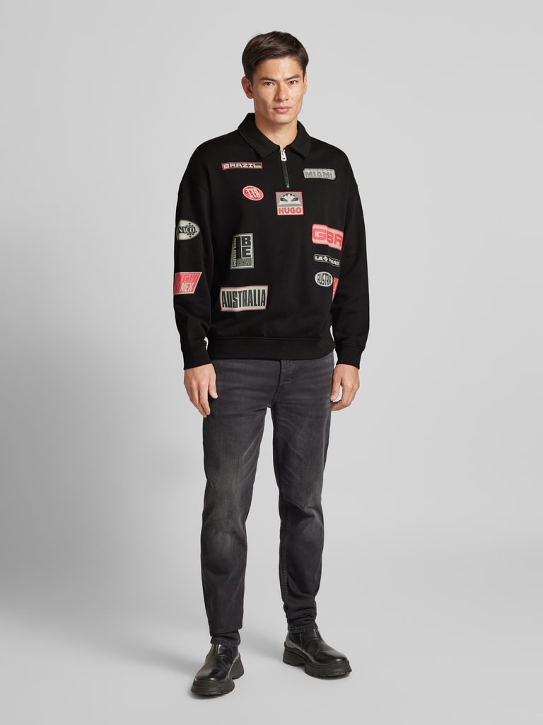 HUGO Poloshirt mit gerippten Abschlüssen Modell 'Danwyll' (black ...