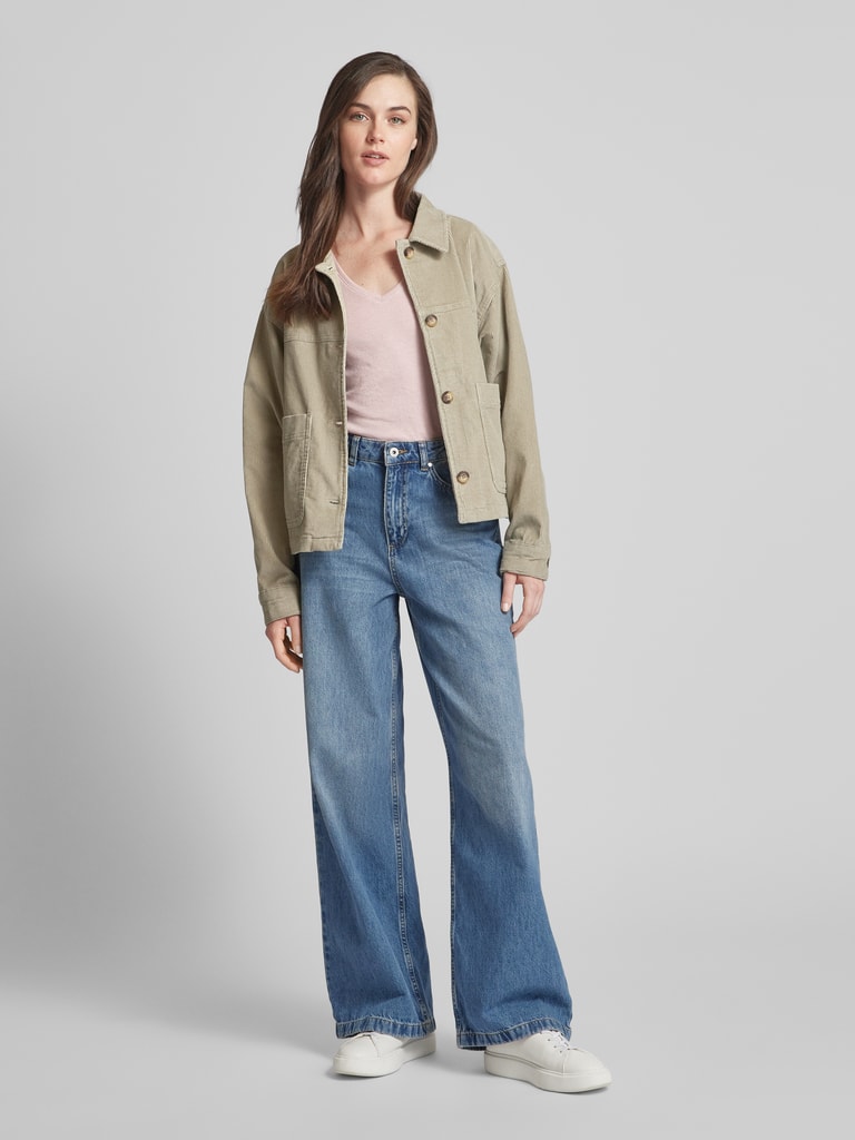 Montego T-Shirt mit V-Ausschnitt in unifarbenem Design (altrosa melange ...