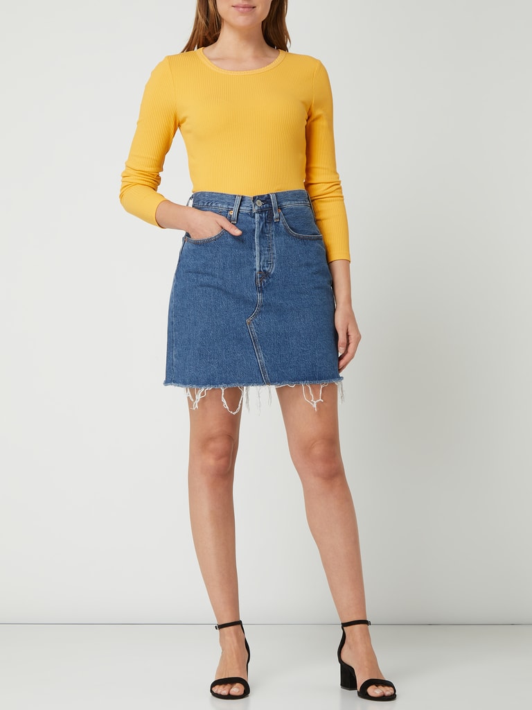 Review Shirt met lange mouwen met ribstructuur in apricot online kopen ...