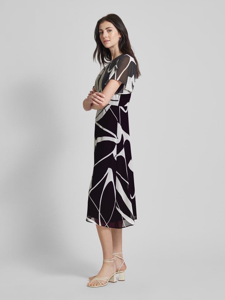 comma Midikleid mit Allover-Muster (black) online kaufen