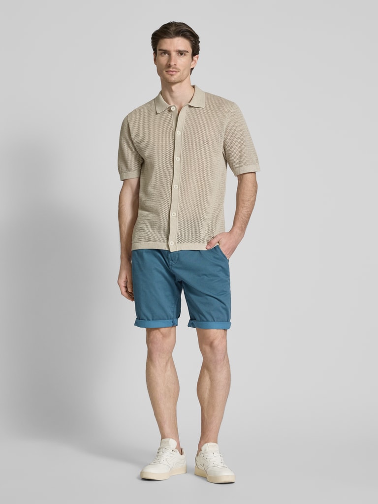 Lerros Bermuda met riem en achterzakken in rookblauw online kopen | P&C