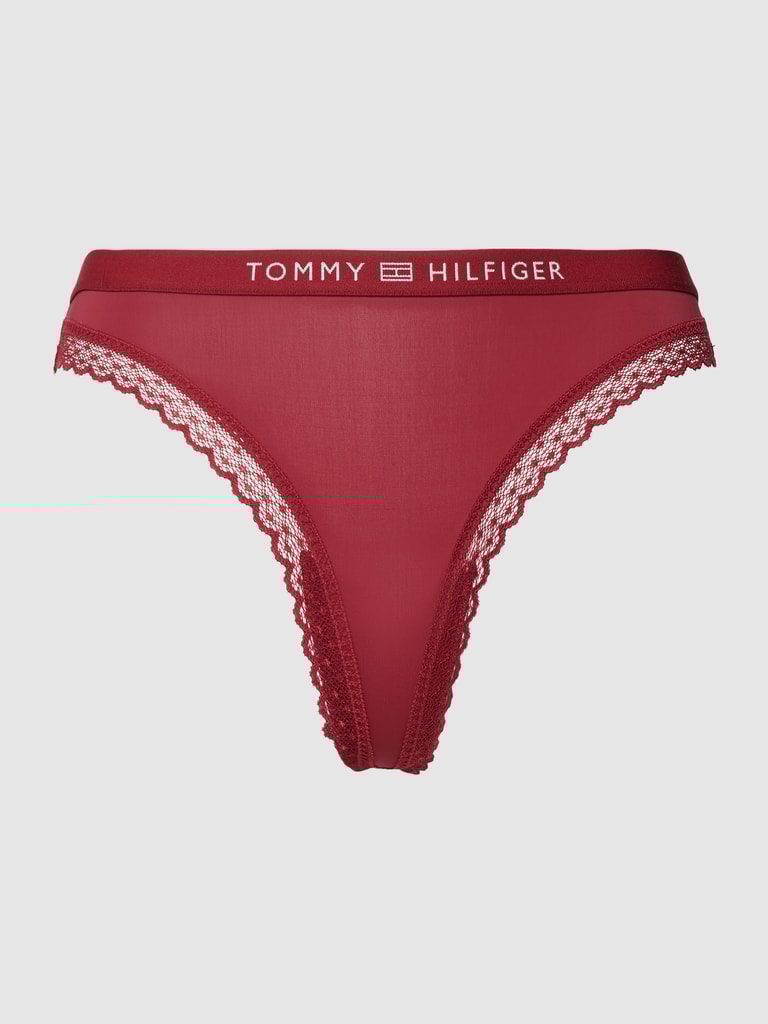 Kup online TOMMY HILFIGER Stringi obszyte koronką (bordowy)